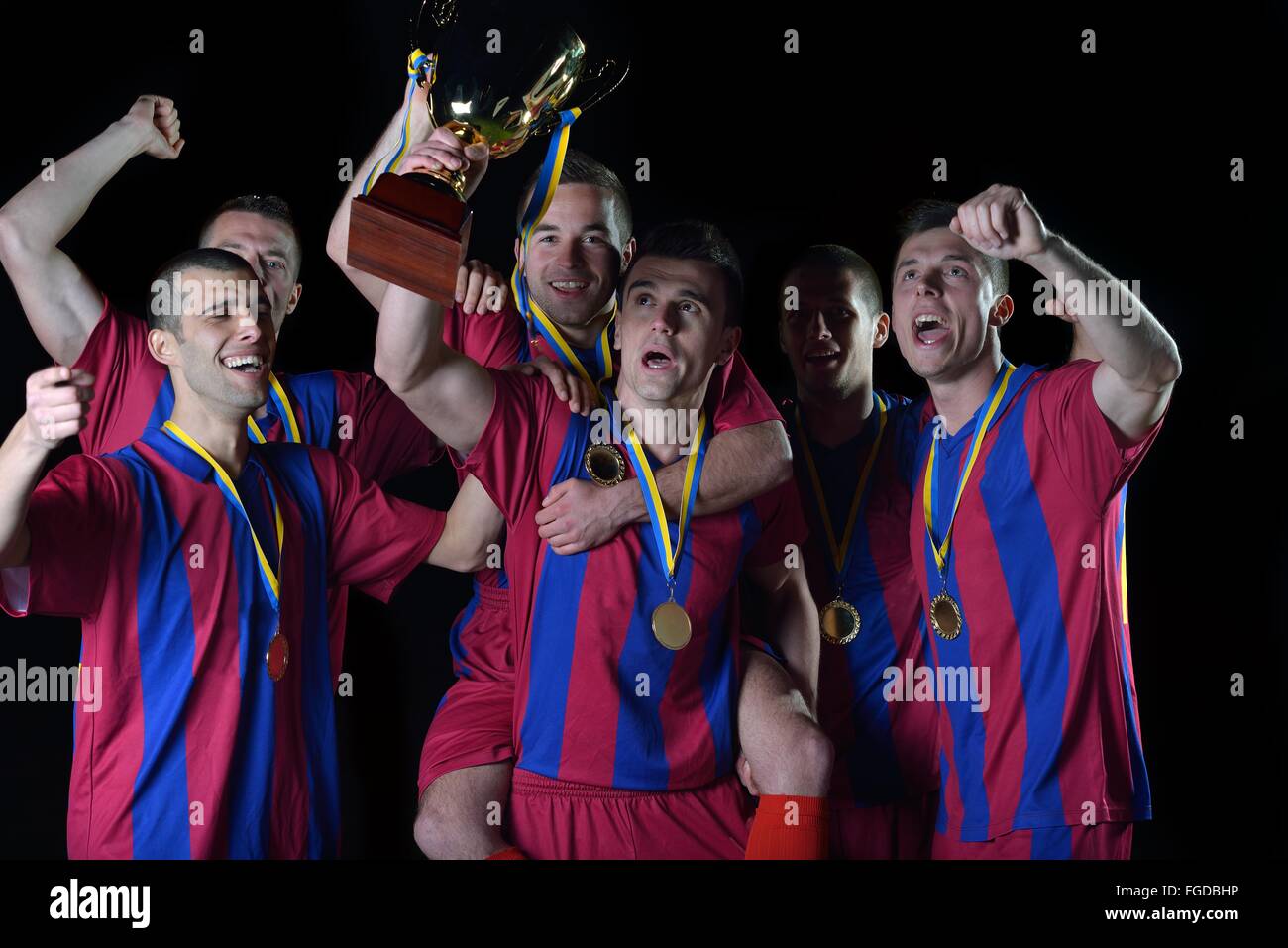 soccer players celebrating victory Stock Photo - Alamy