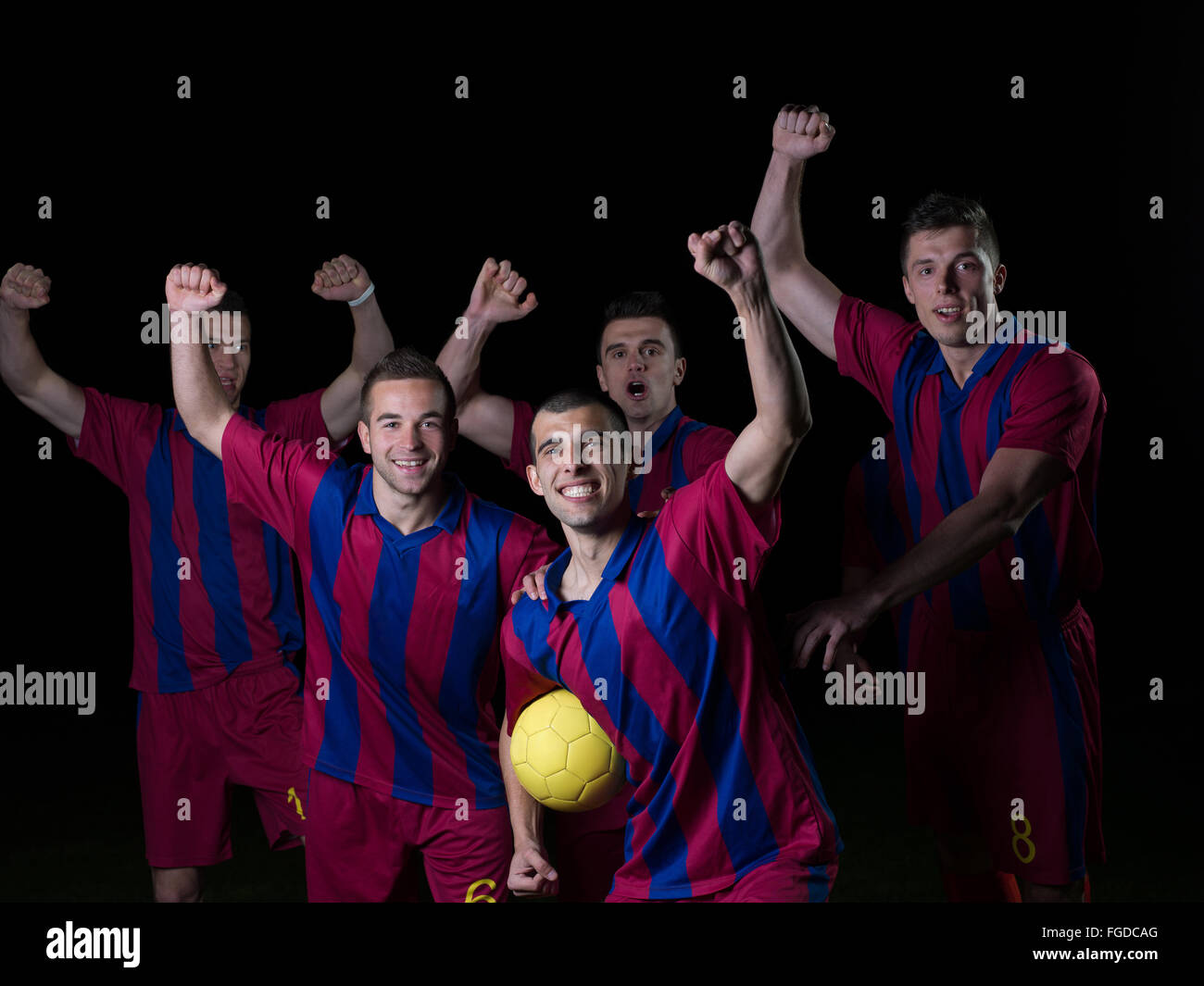 soccer players celebrating victory Stock Photo - Alamy