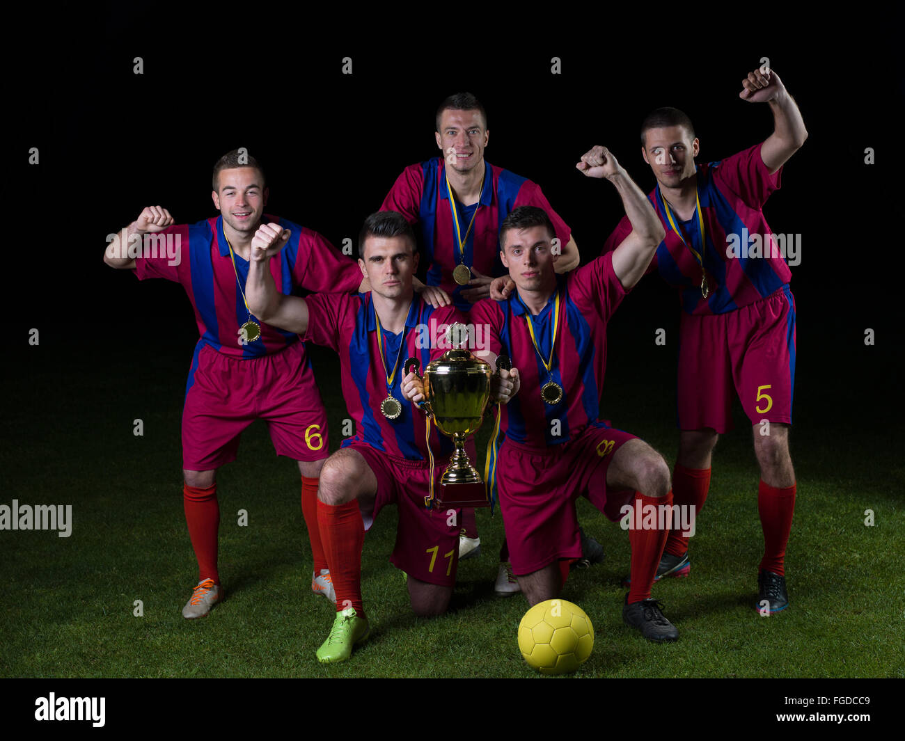soccer players celebrating victory Stock Photo - Alamy