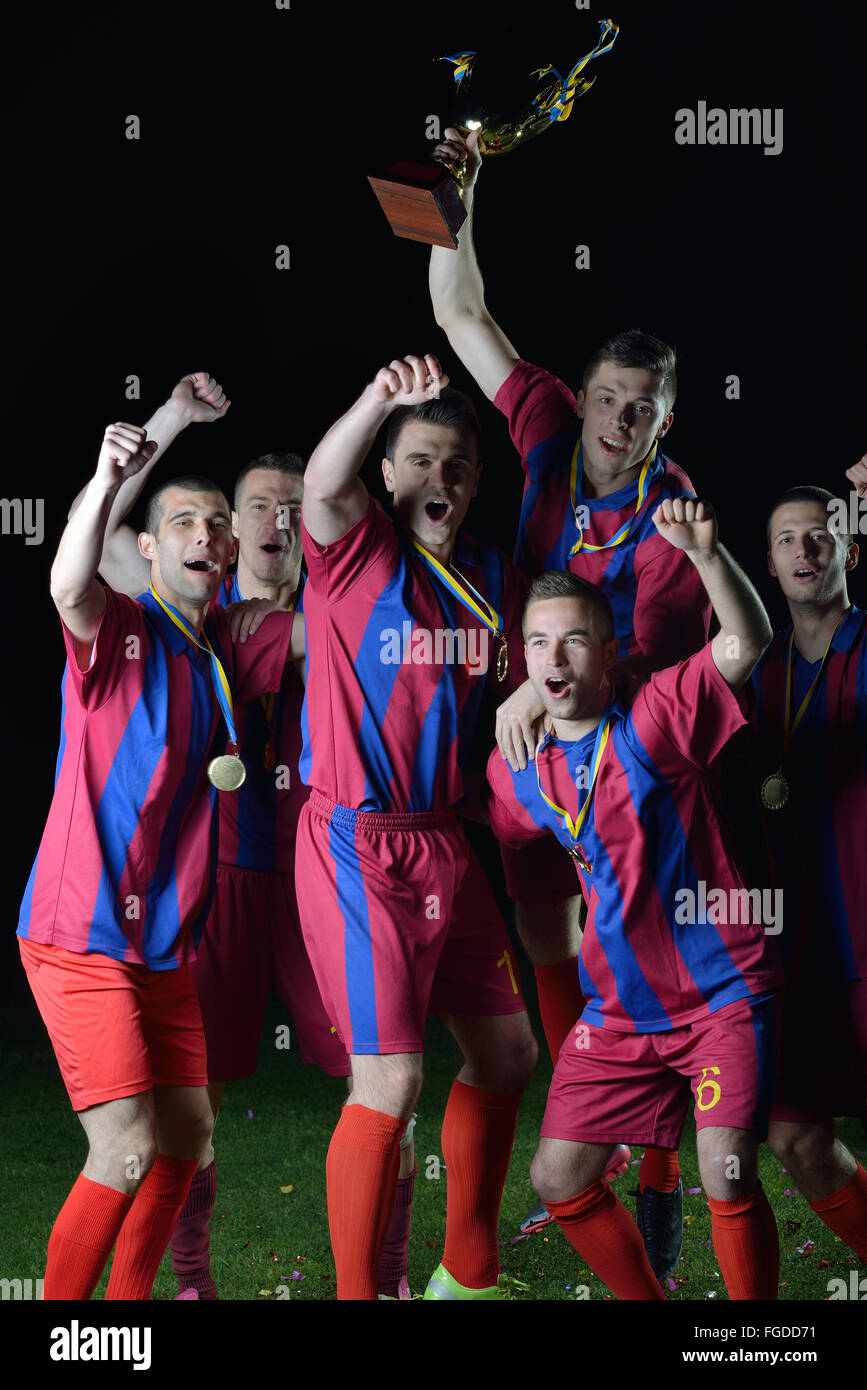 soccer players celebrating victory Stock Photo - Alamy