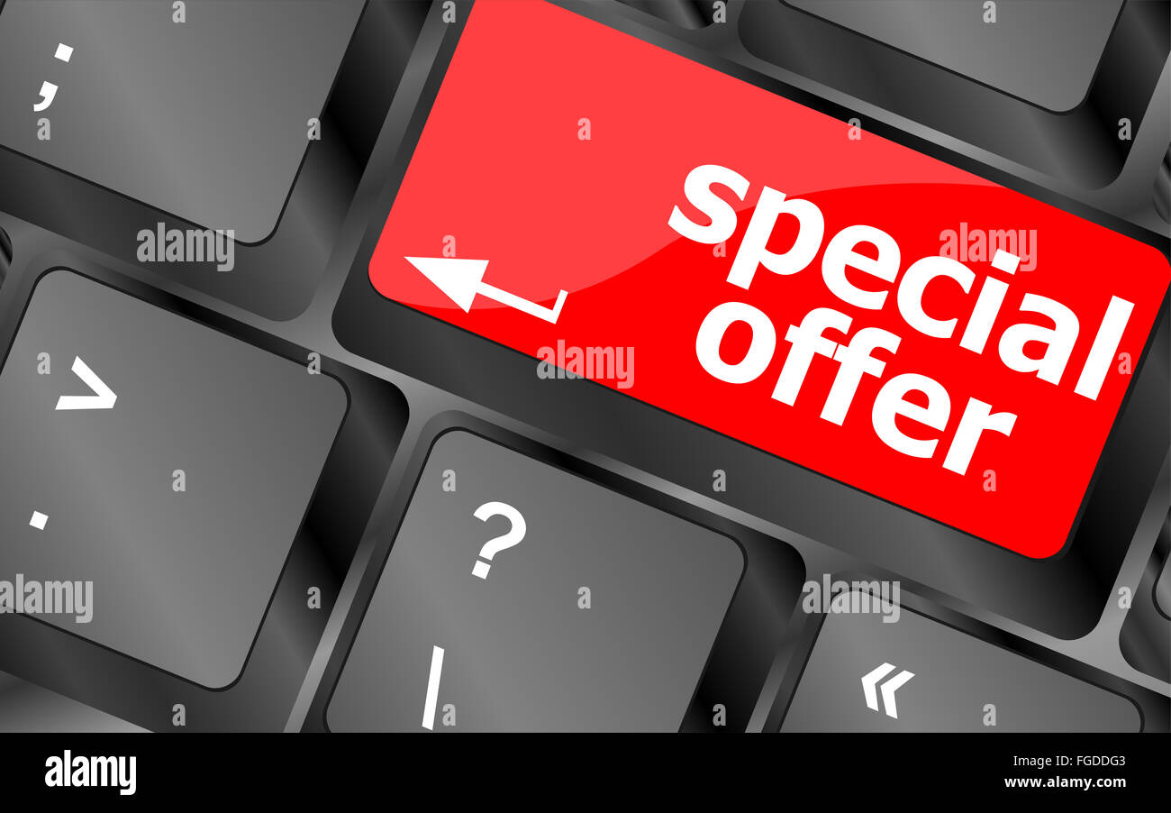special offer button on computer keyboard keys Stock Photo - Alamy
