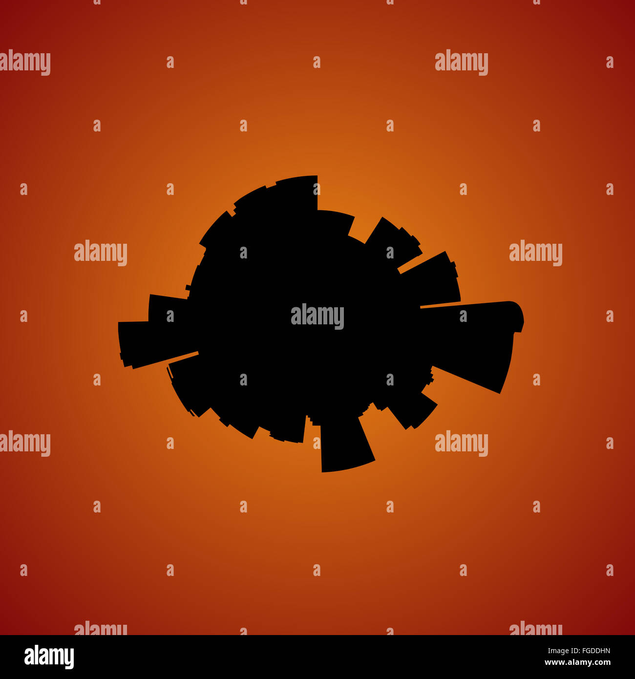 Denver circular skyline sunset illustration Stock Photo - Alamy