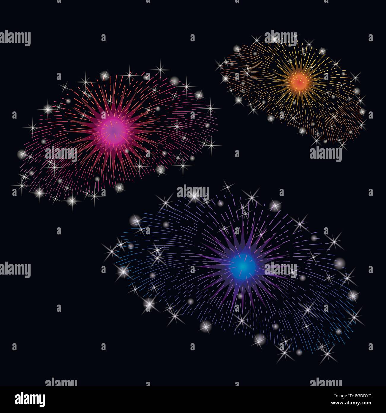 Set of Colorful Fireworks Stock Vector Image & Art - Alamy