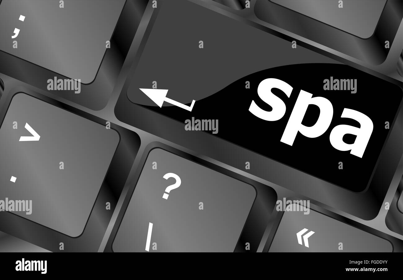healthy lifestyle shown by spa computer button, keyboard keys Stock ...