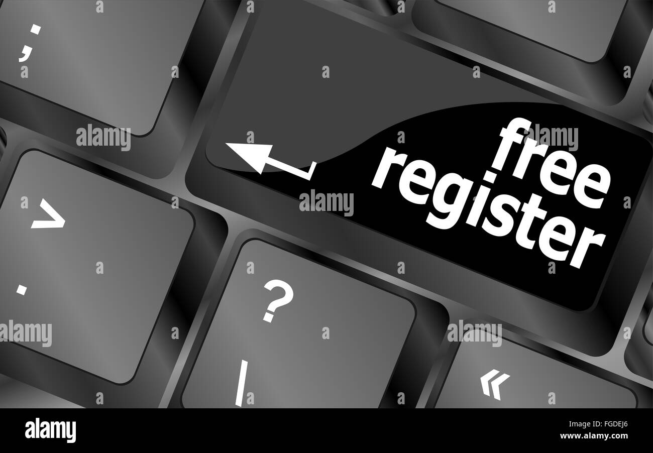 free register computer key showing internet login Stock Photo - Alamy