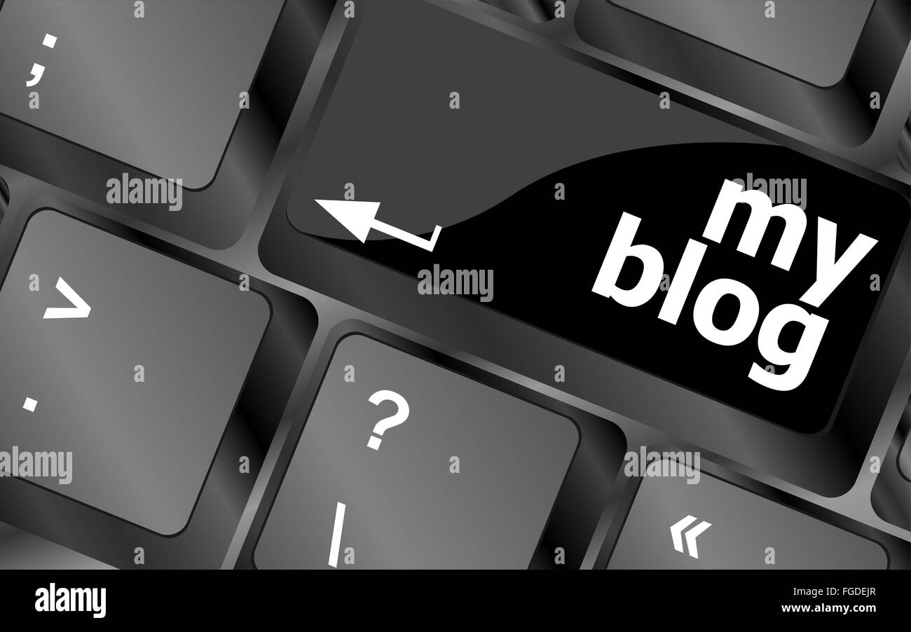 Keyboard blog button concept Black and White Stock Photos & Images - Alamy