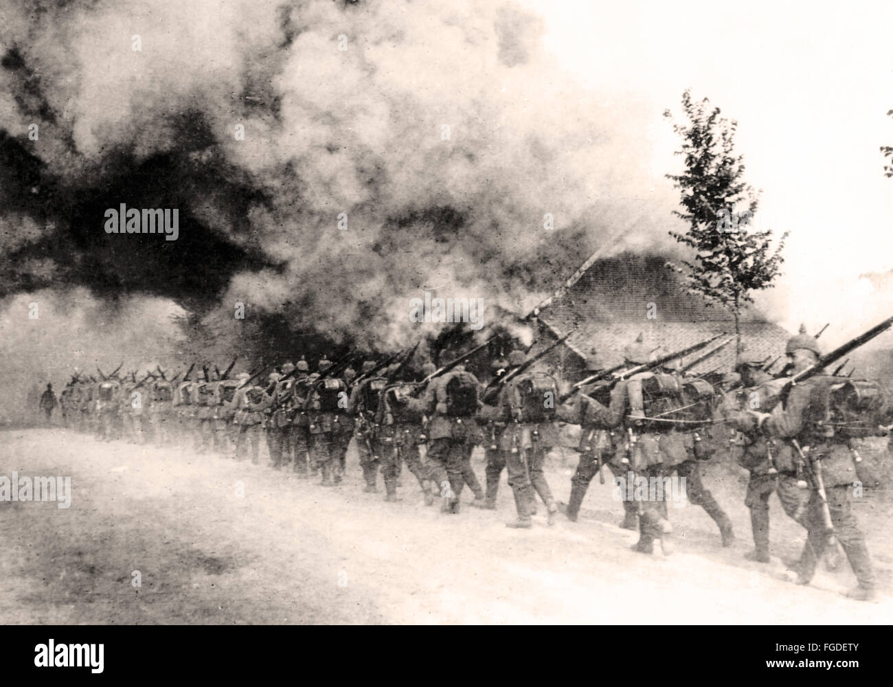 German infantry on the way to the front trenches during the Battle of ...