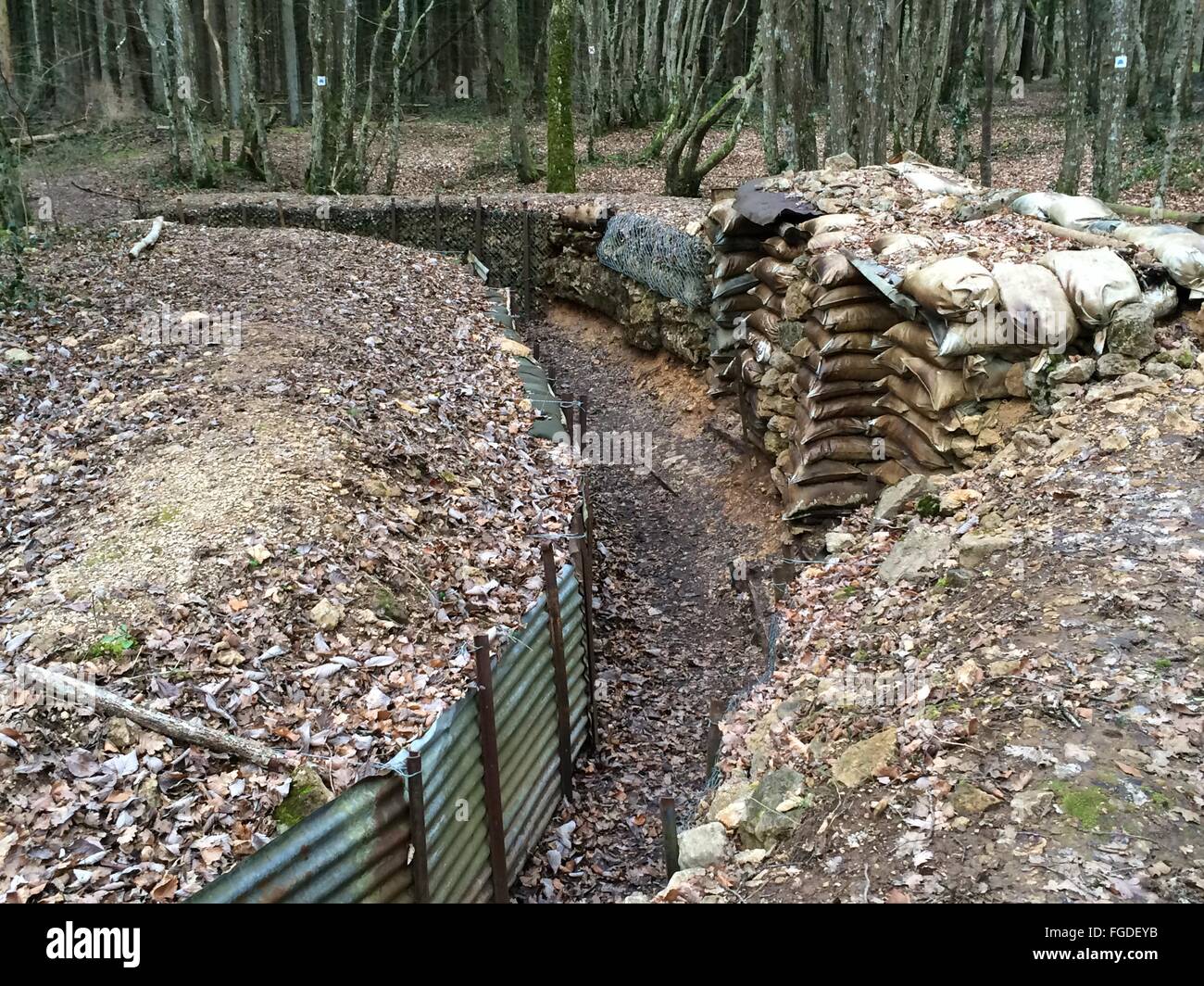 Verdun, France. 20th Feb, 2014. A French trench has been partially ...