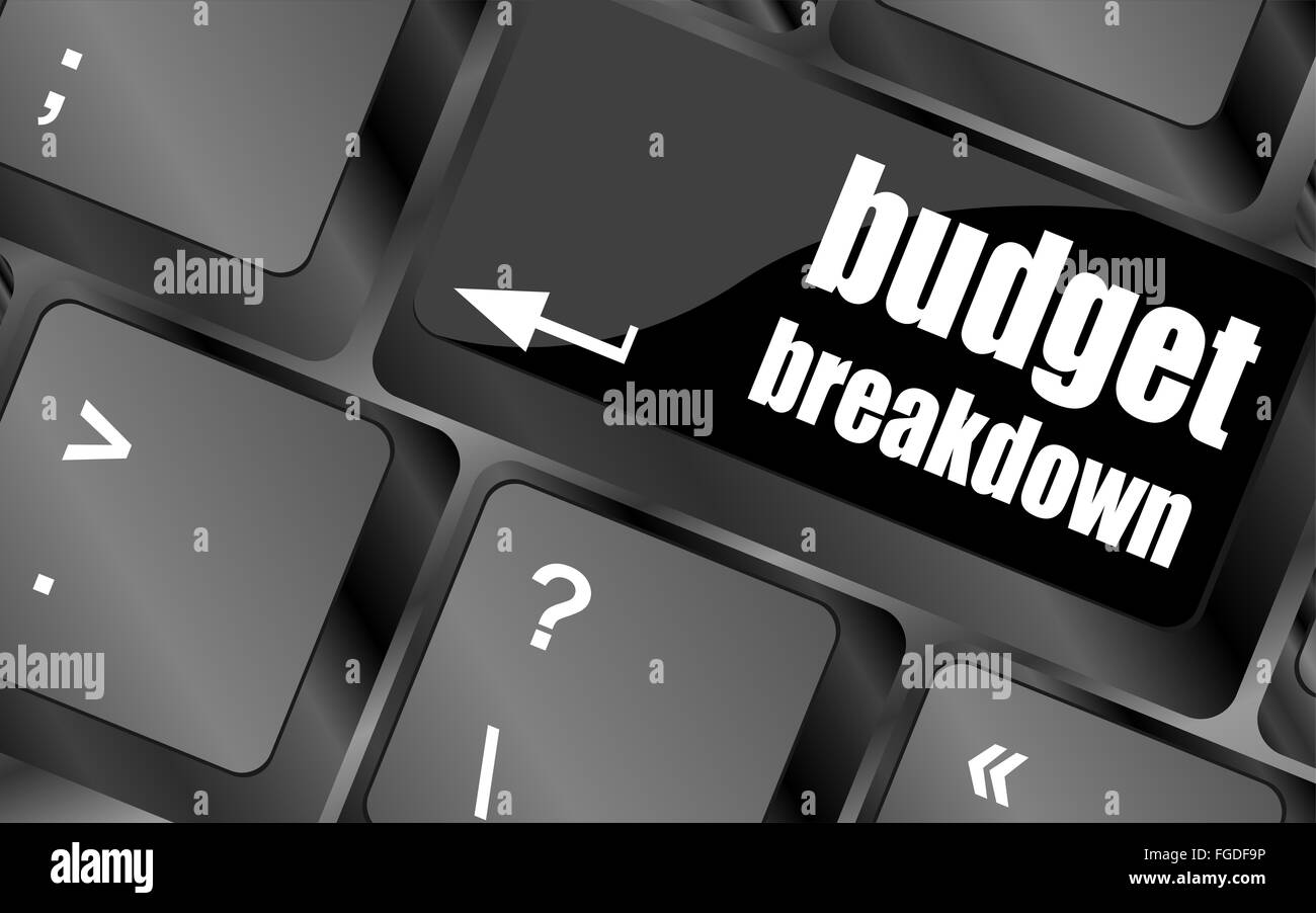 budget breakdown words on computer pc keyboard Stock Photo - Alamy