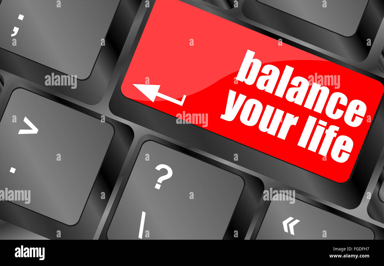 balance your life button on computer keyboard Stock Photo - Alamy