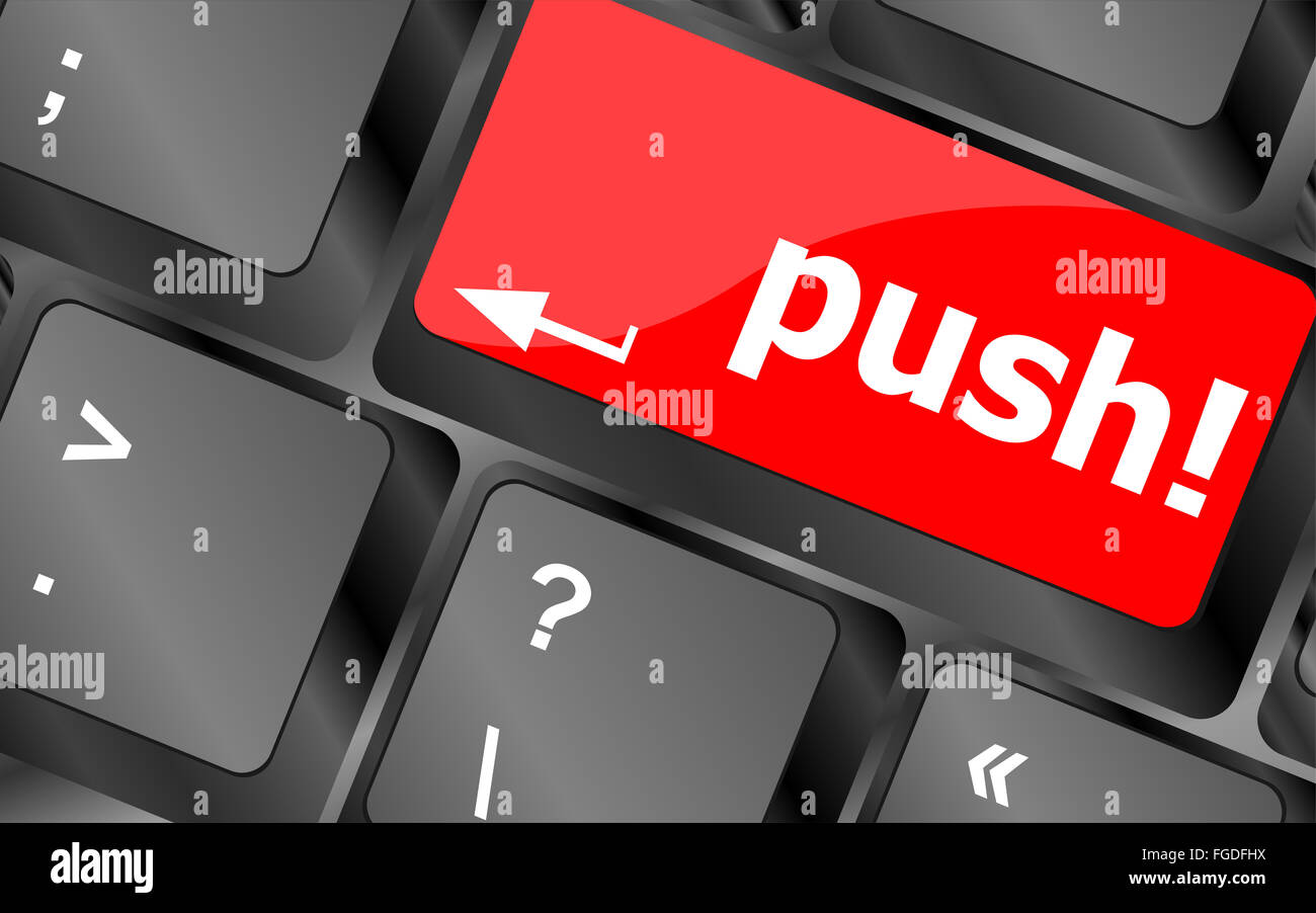 push key on computer keyboard, business concept Stock Photo - Alamy