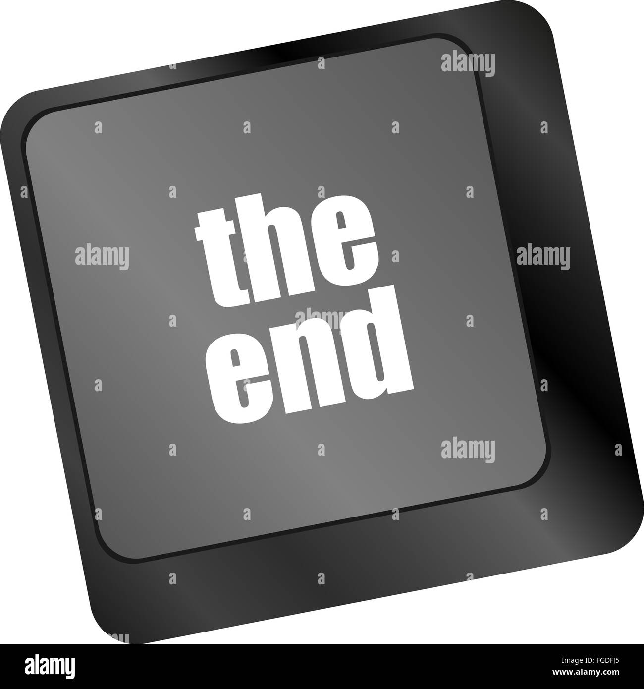 computer keyboard with one key showing the warning words the end Stock ...