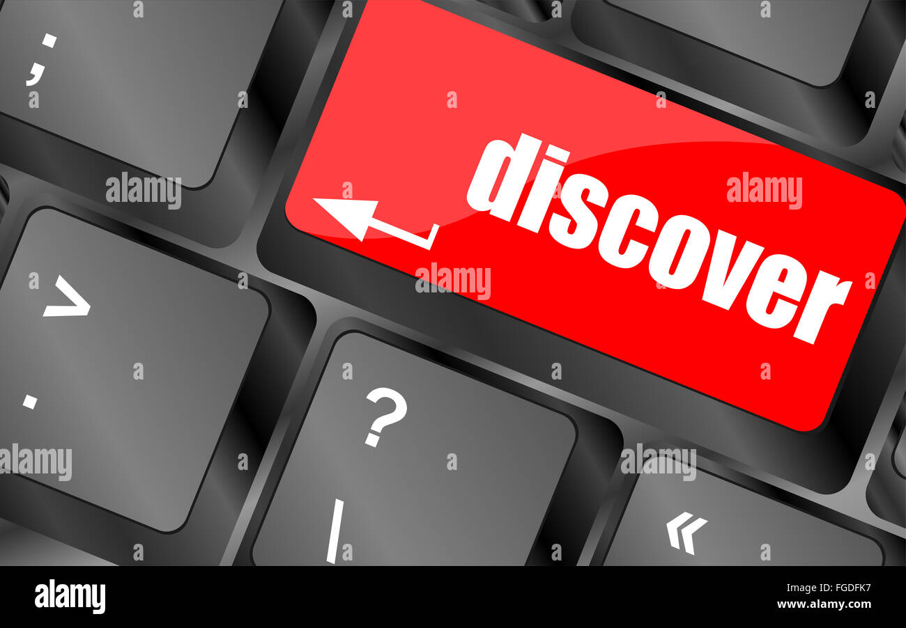 word discover on computer keyboard key, raster Stock Photo - Alamy