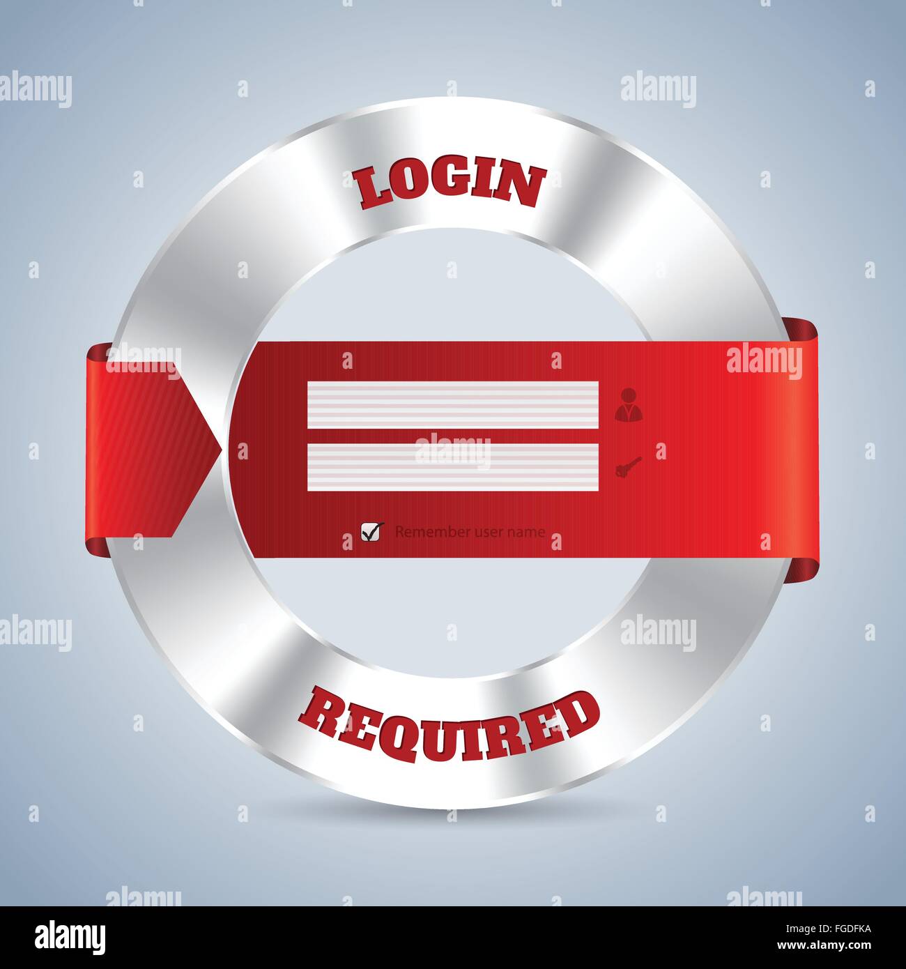 Metallic access login screen with red ribbon design Stock Vector Image ...