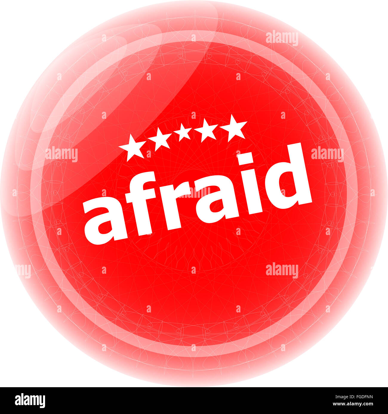 afraid word red stickers, icon button isolated on white Stock Photo - Alamy