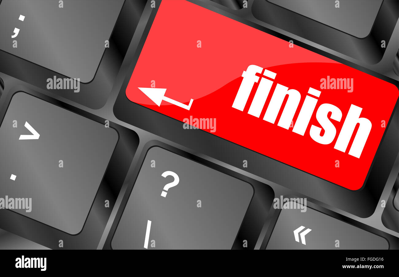 finish button on black internet computer keyboard Stock Photo - Alamy