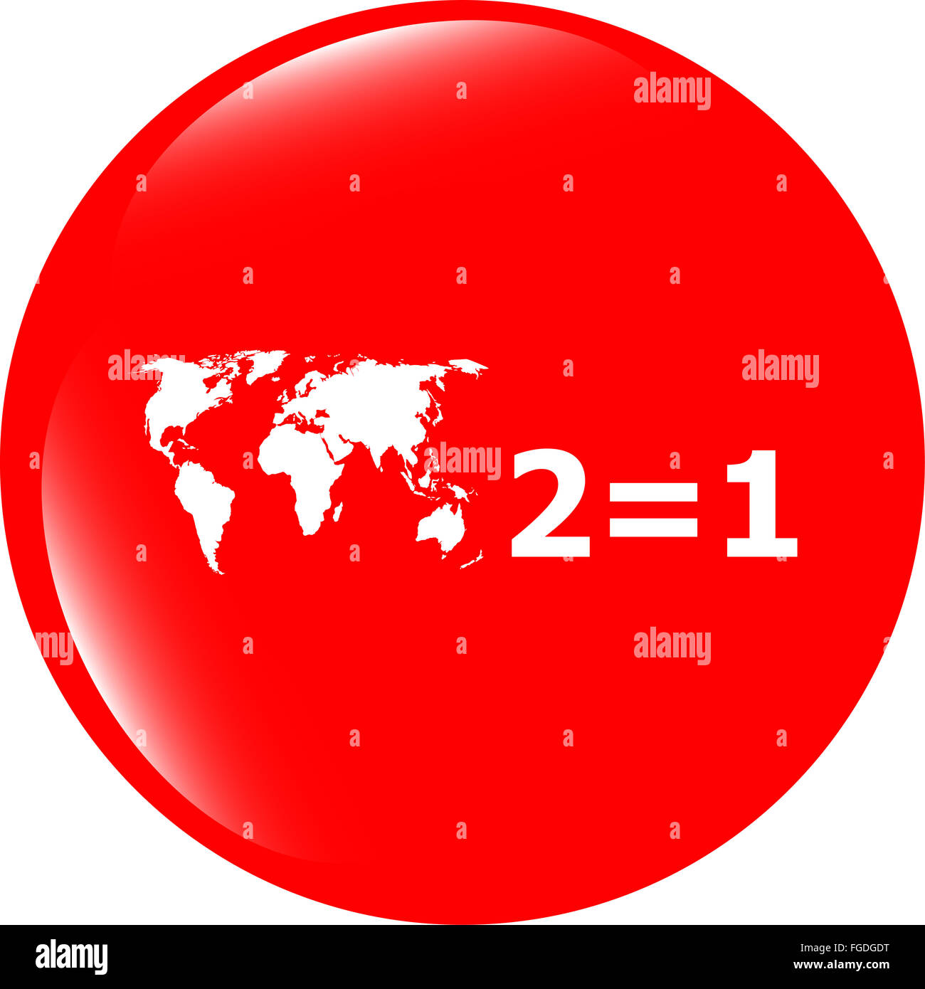 Two for one sign icon. Take two pay for one sale button. 2 equals 1 ...