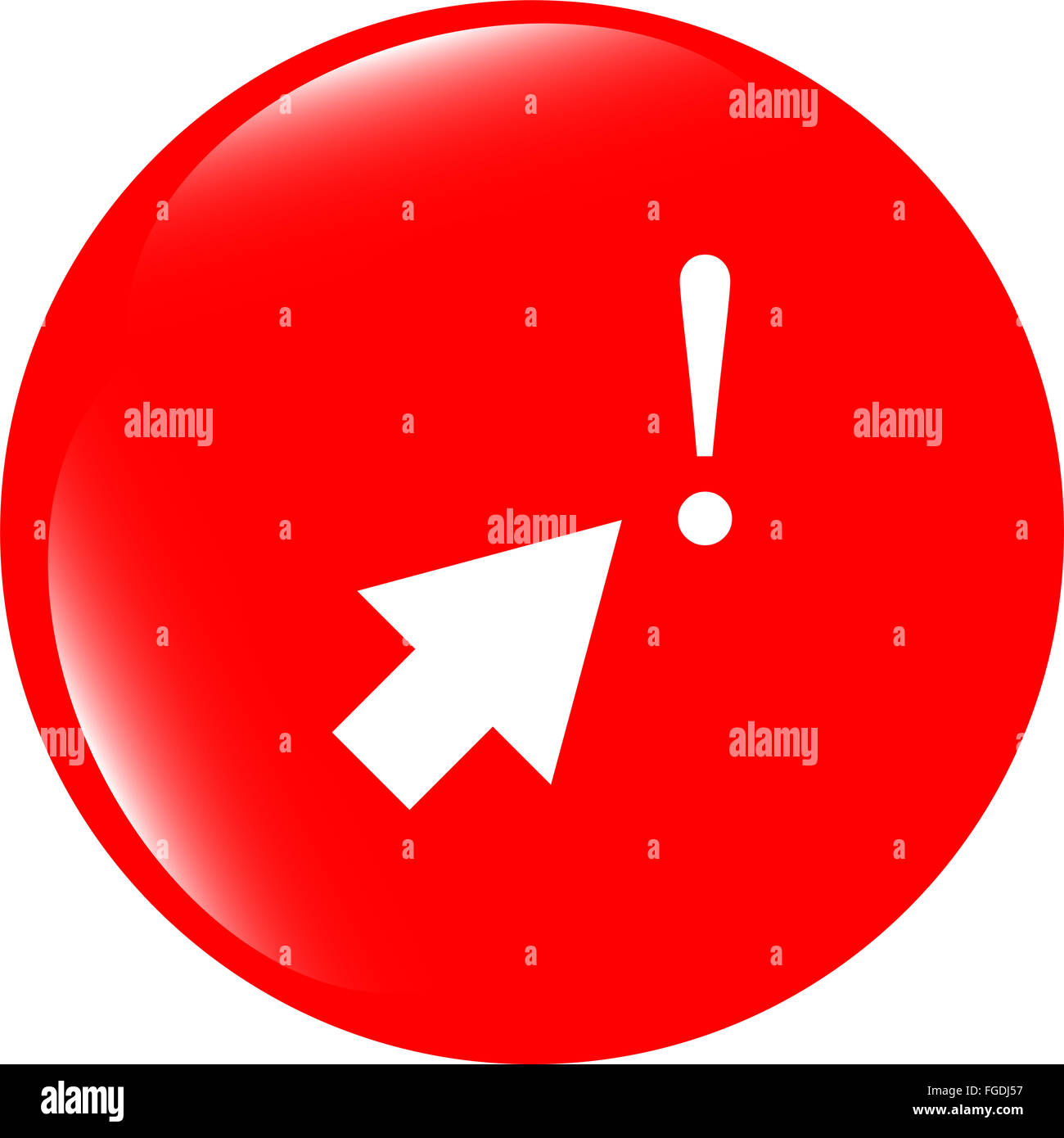 computer button with arrow and exclamation mark, web icon isolated on ...