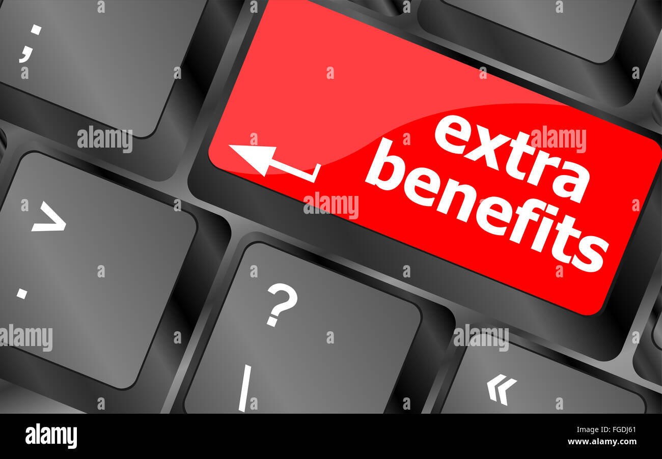 extra benefits button on keyboard - business concept Stock Photo - Alamy