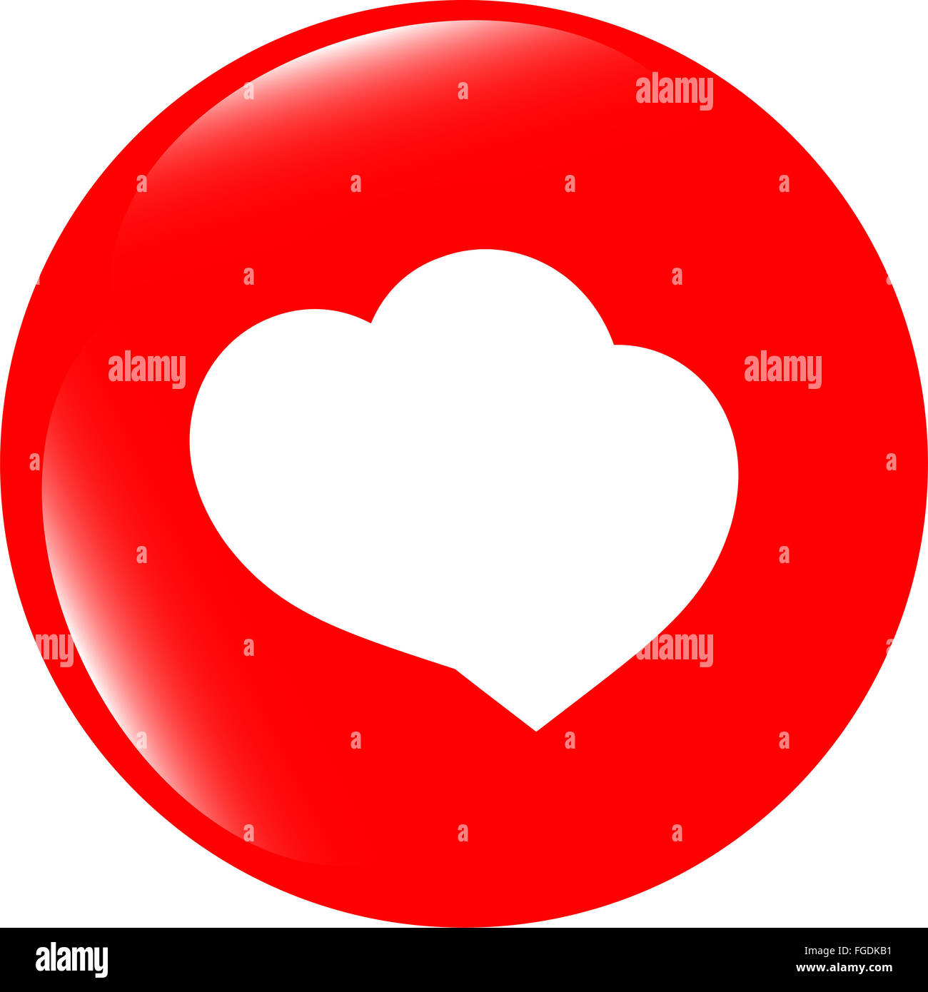 Valentine heart sign, web button isolated on white Stock Photo - Alamy
