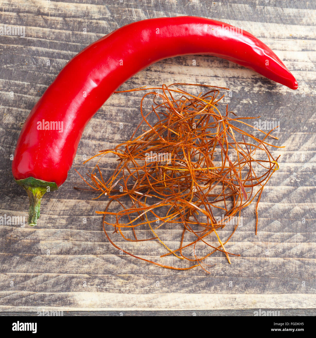 oriental asian indian spices pepper chili saffron strings curcuma on ...