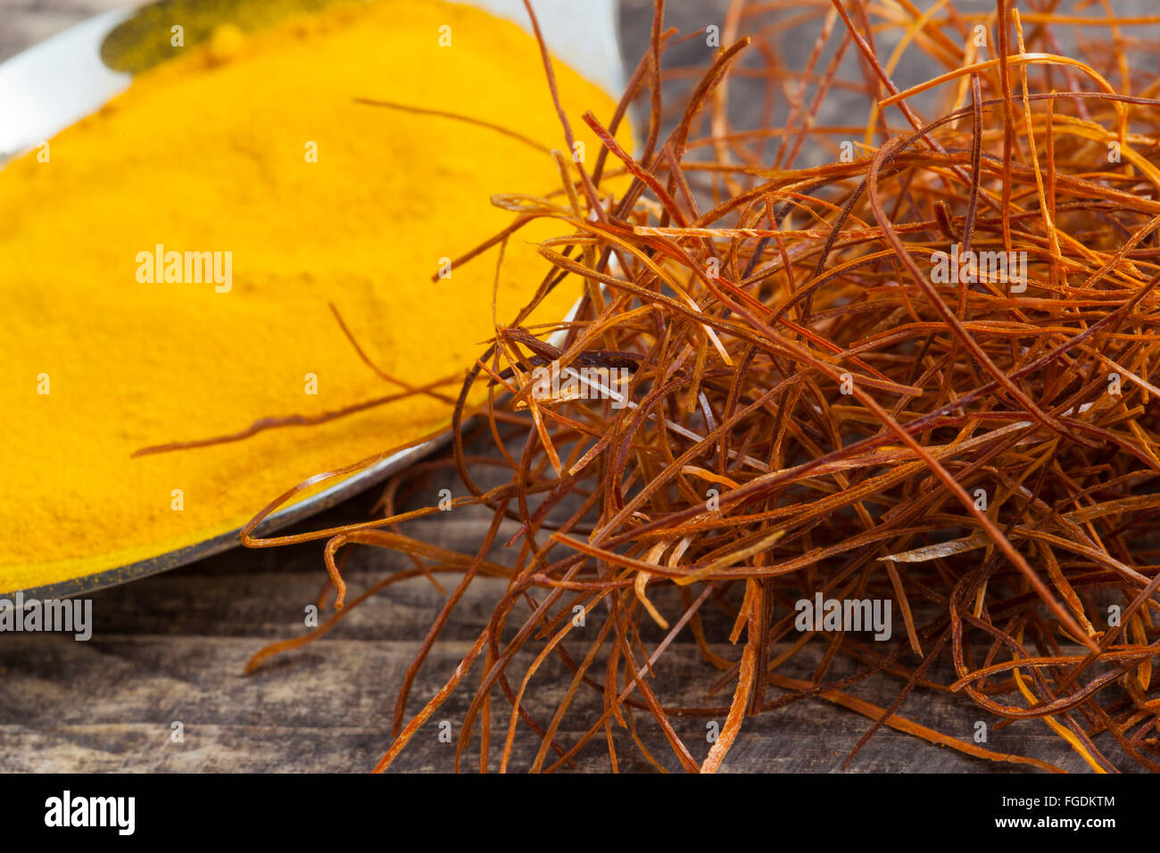 oriental asian indian spices pepper chili saffron strings curcuma on ...