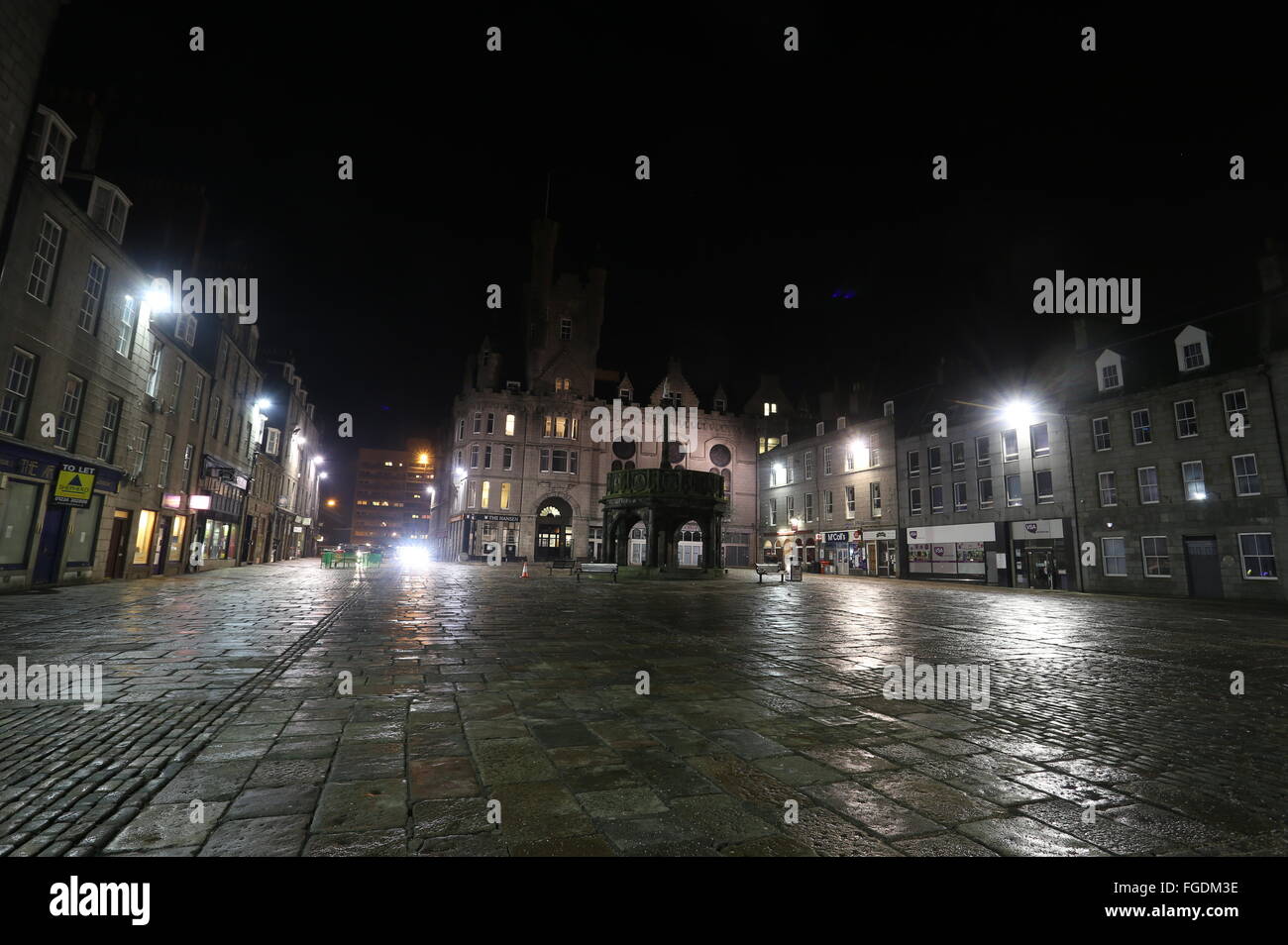 Castlegate Aberdeen by night Scotland January 2016 Stock Photo - Alamy