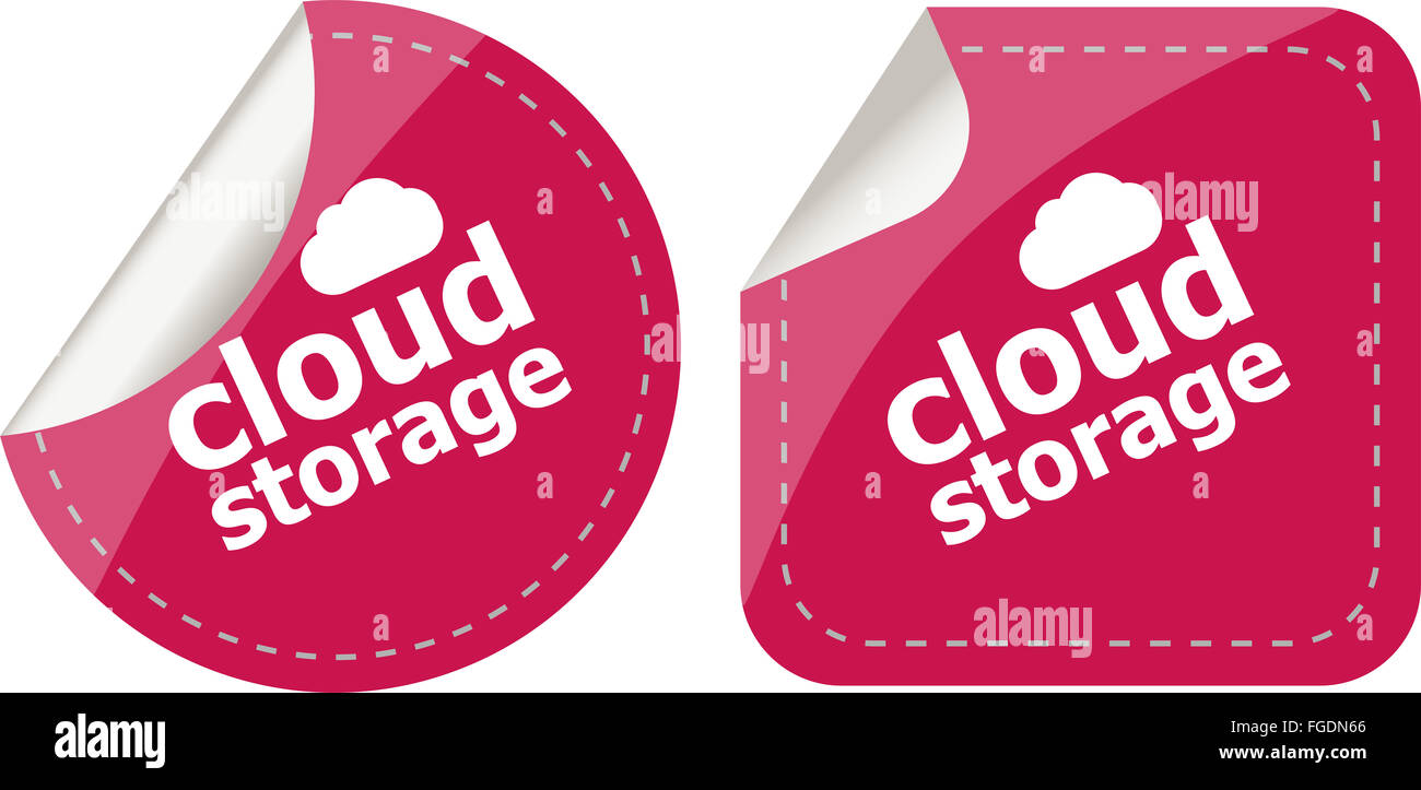 cloud storage - cloud computing icon stickers set Stock Photo - Alamy