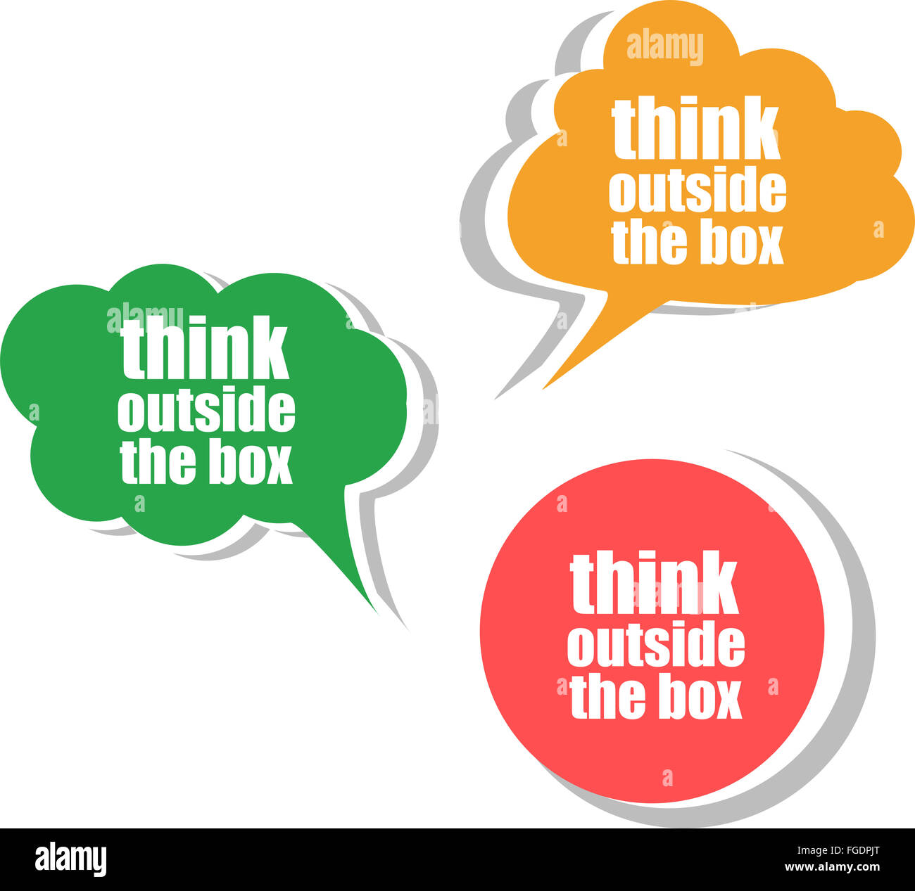 think outside the box. Set of stickers, labels, tags. Business banners ...