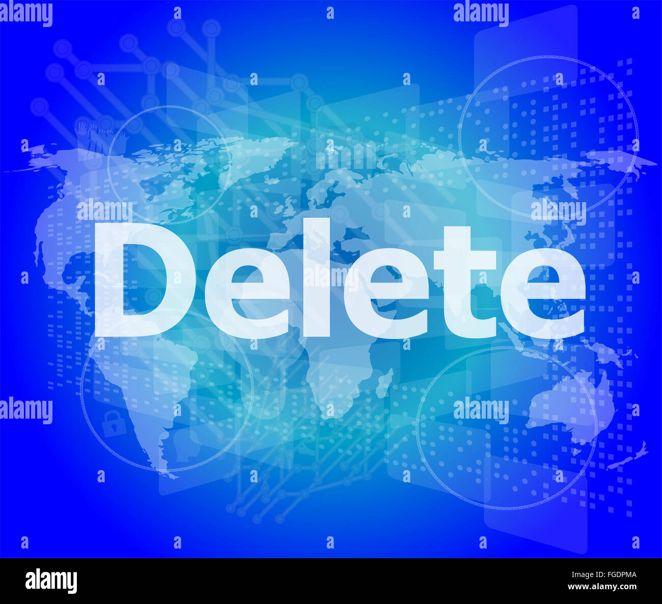 The word delete on digital screen, information technology concept Stock ...