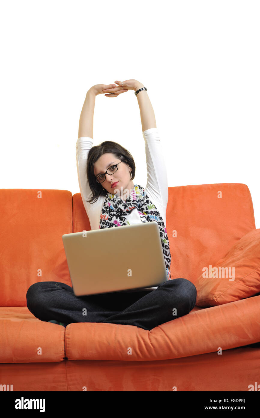 woman using a laptop computer at home Stock Photo - Alamy