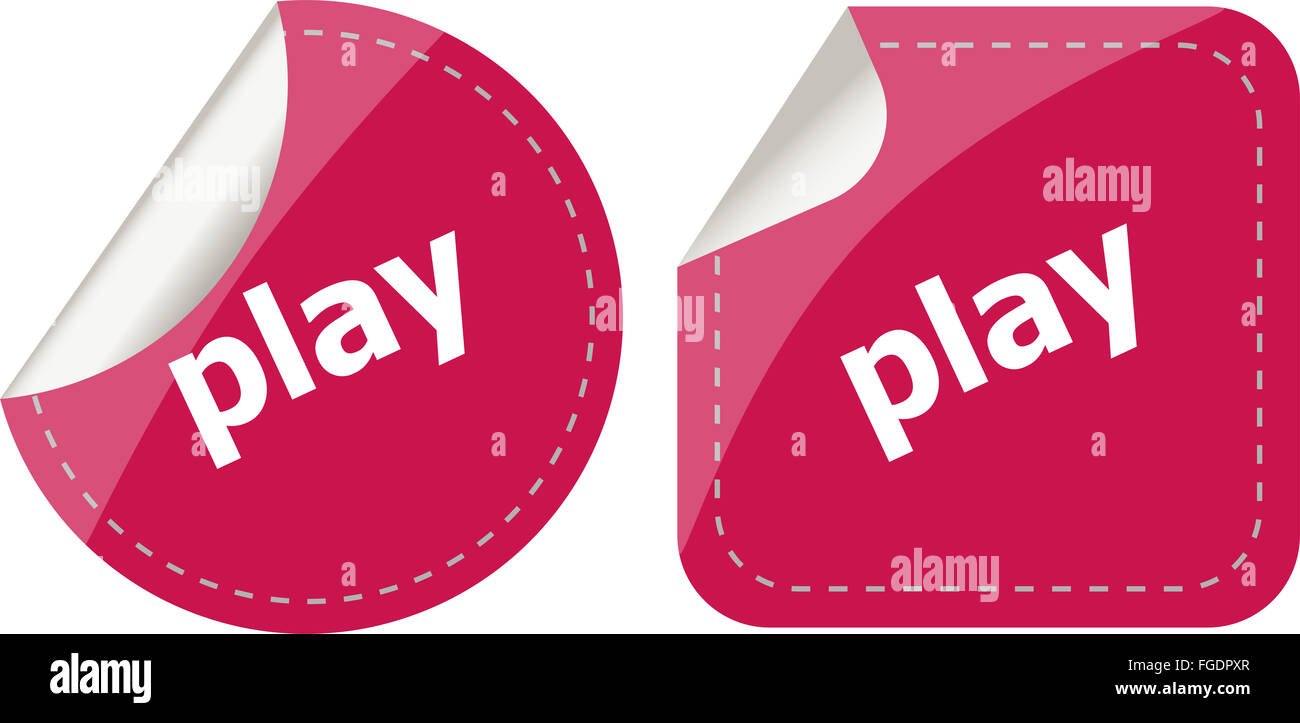 play stickers set on white, icon button isolated on white Stock Photo ...
