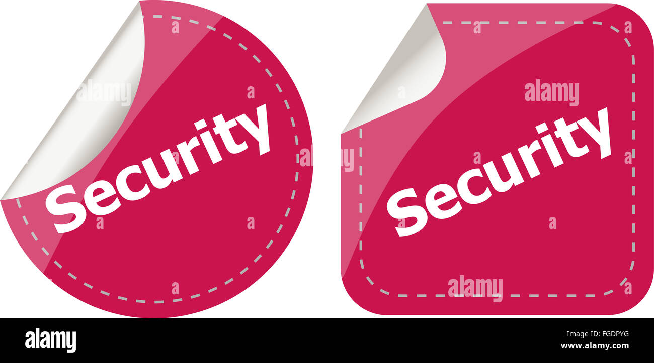 business security stickers label tag set isolated on white Stock Photo ...