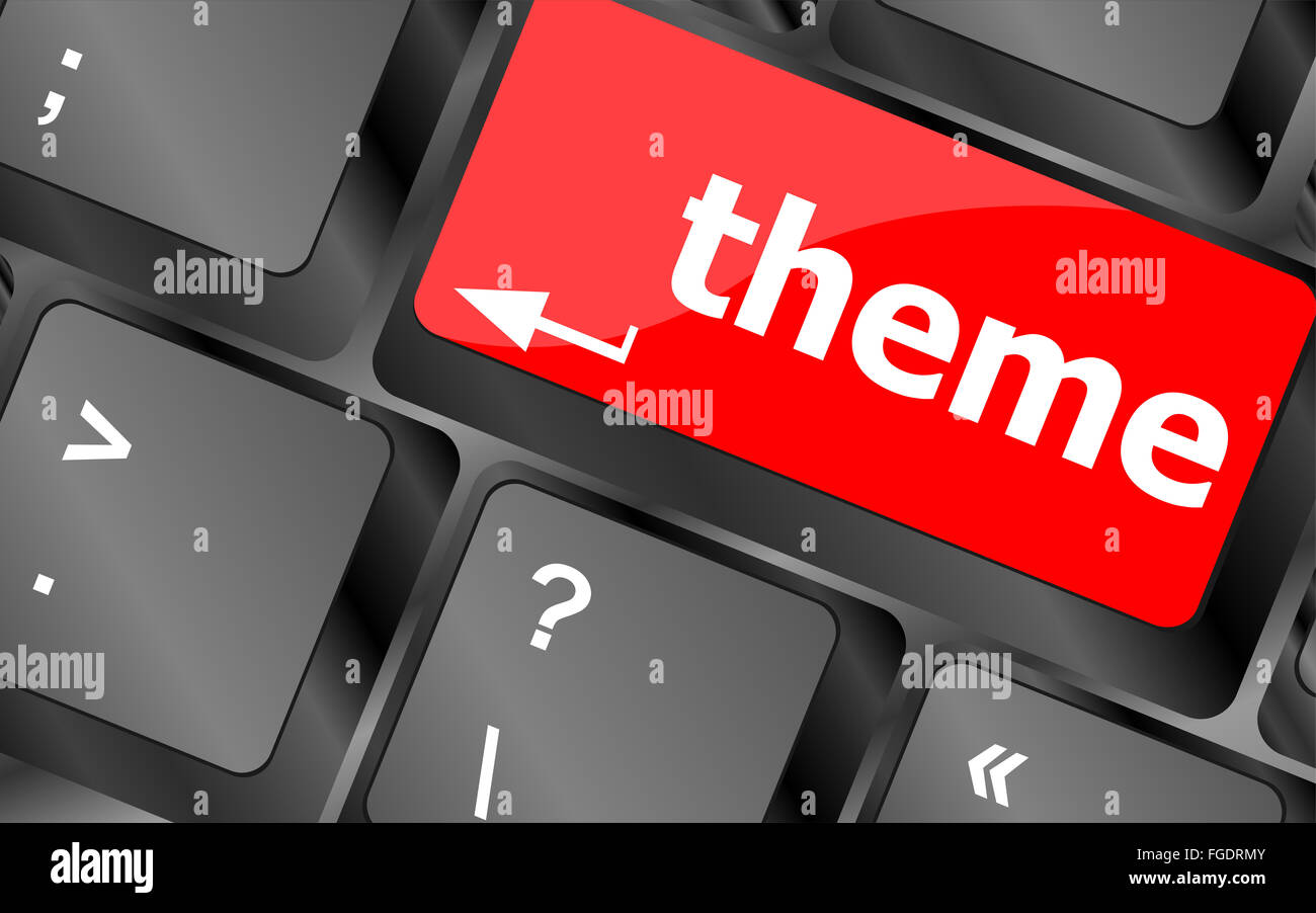 theme button on computer keyboard keys, business concept Stock Photo ...