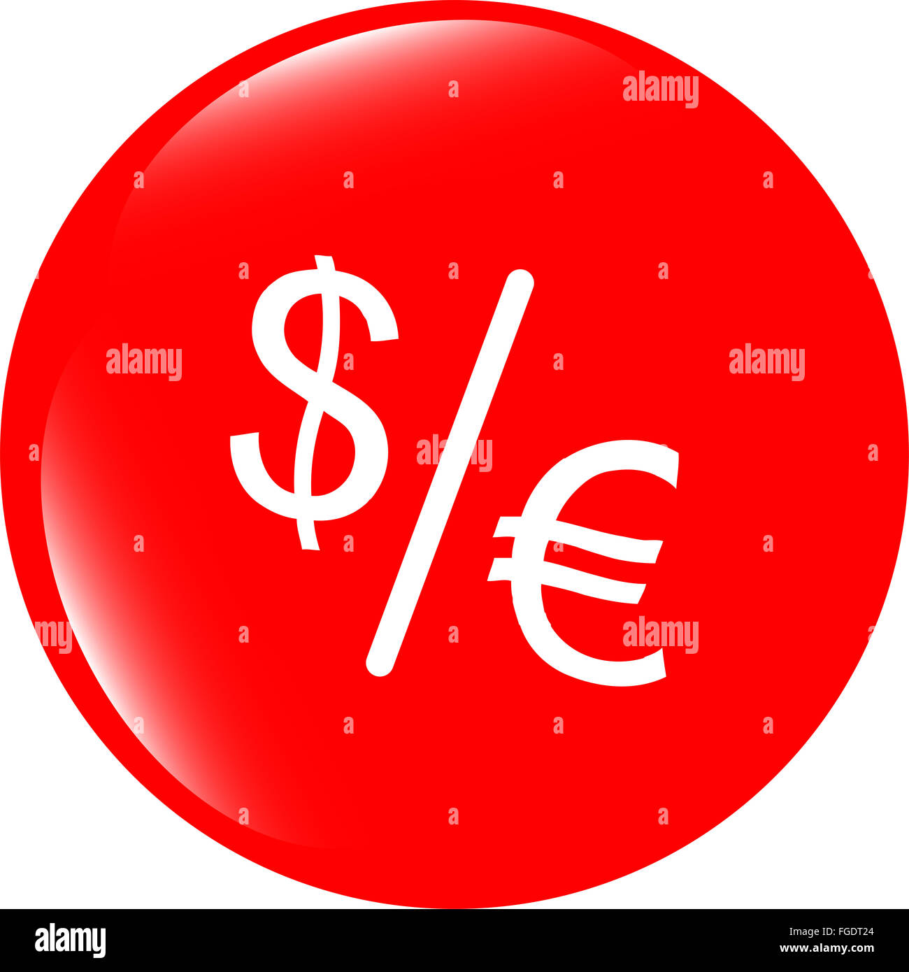 dollar and euro signs on web button isolated on white Stock Photo - Alamy