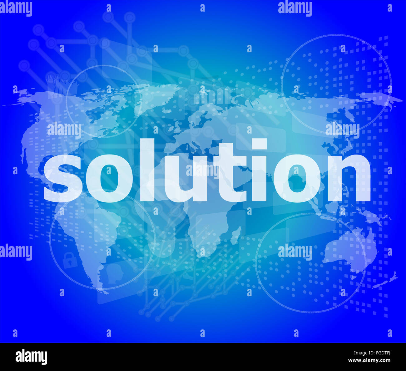 The word solution on digital screen, business concept Stock Photo - Alamy