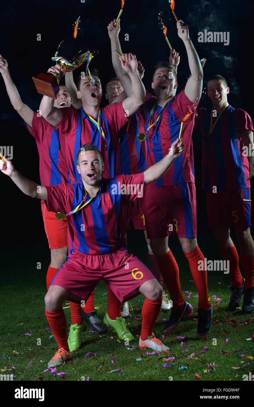 soccer players celebrating victory Stock Photo - Alamy