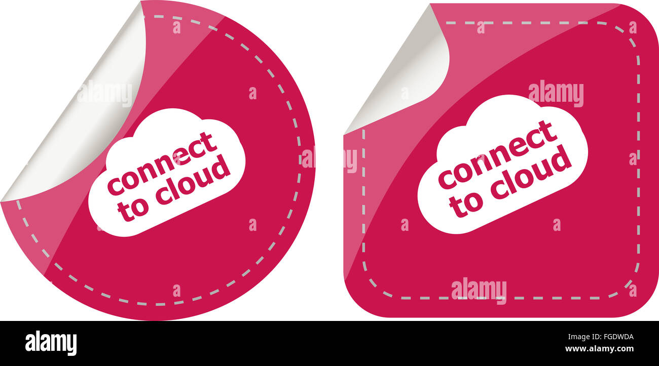 stickers label set business tag with connect to cloud word Stock Photo ...