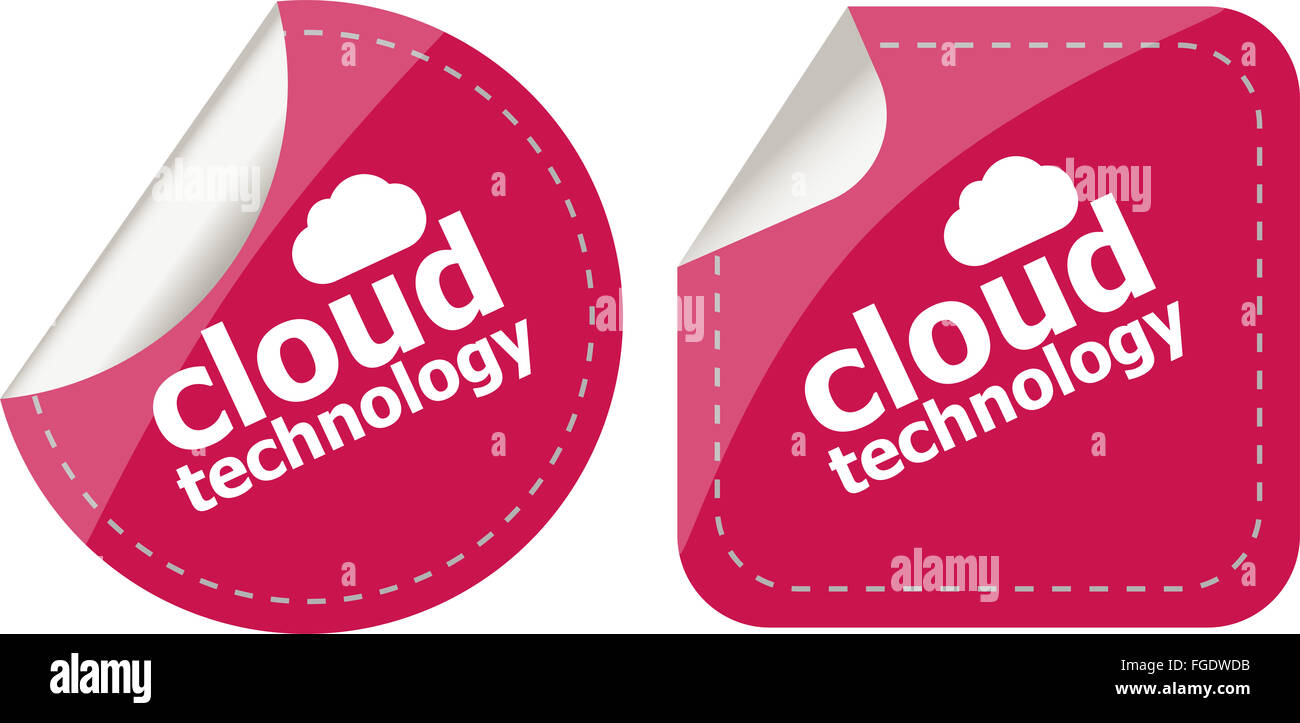 cloud application stickers label tag set isolated on white Stock Photo ...