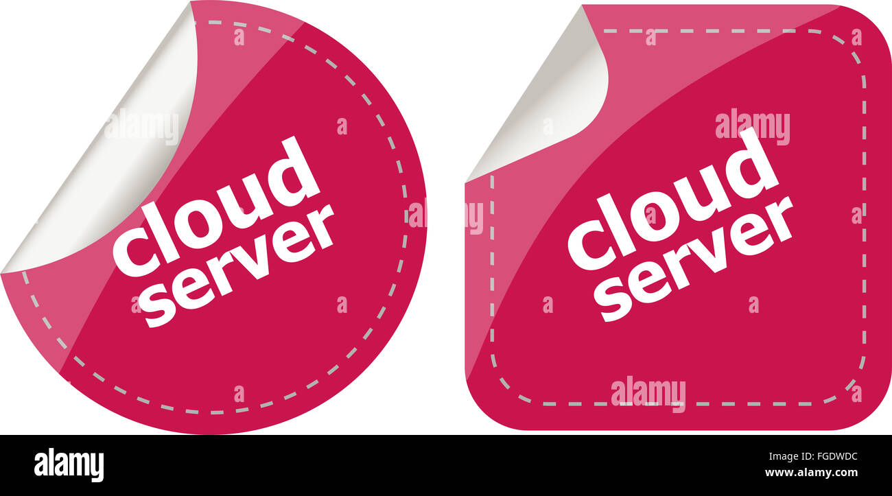 Cloud server computing concept, stickers label tag Stock Photo - Alamy