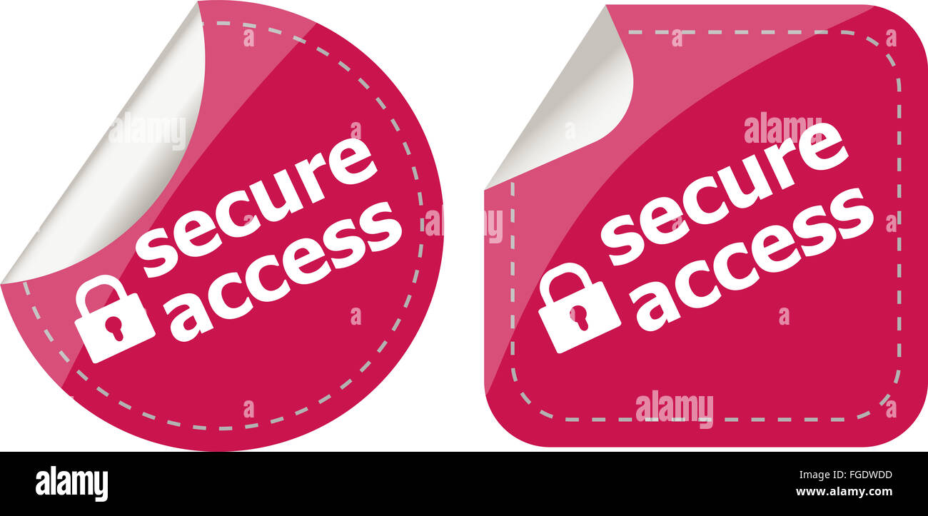 secure access with lock on stickers set isolated on white Stock Photo ...