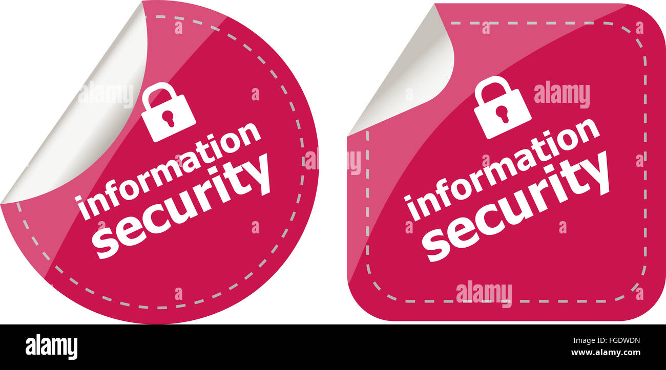 information security stickers label tag set isolated on white Stock ...