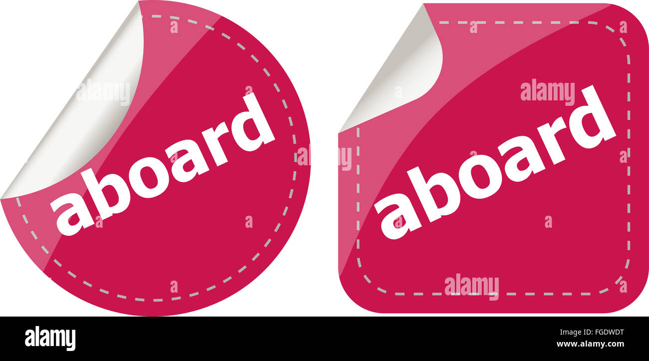 aboard word stickers set icon button isolated on white Stock Photo - Alamy
