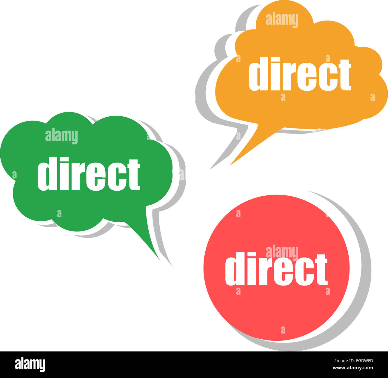 direct word on modern banner design template. set of stickers, labels ...