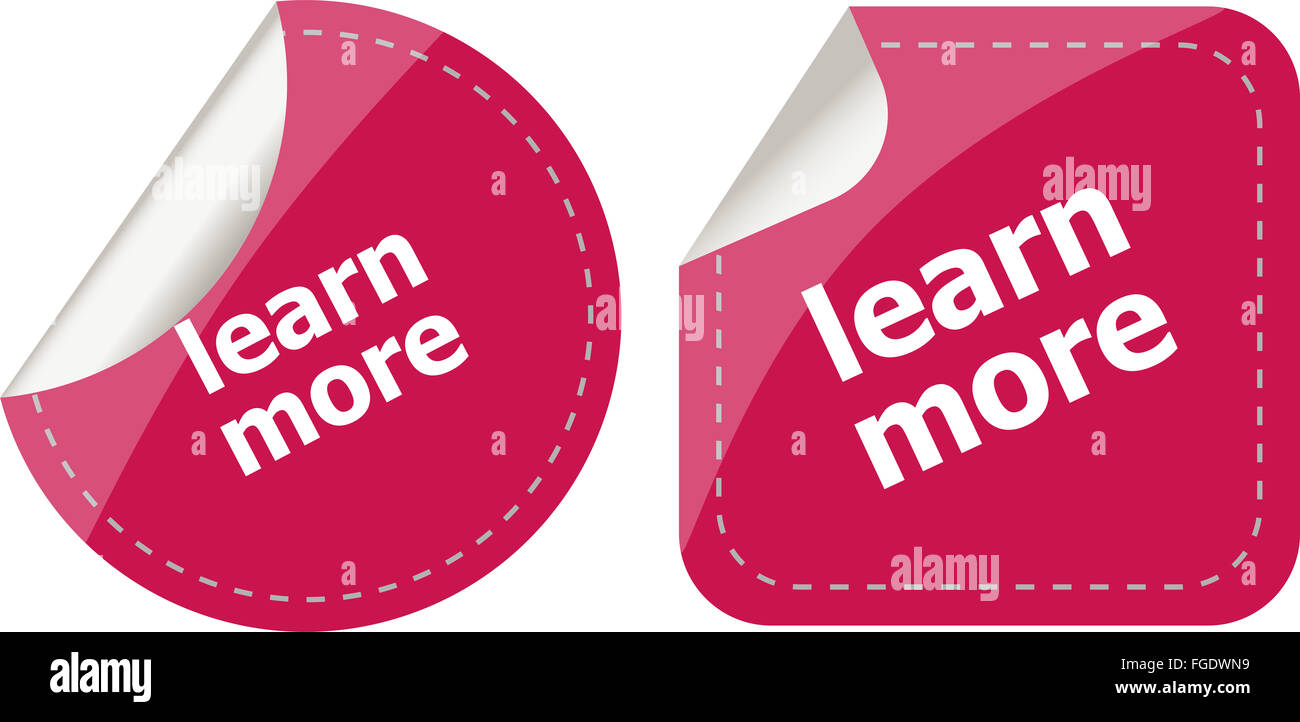 stickers label set business tag with learn more word Stock Photo - Alamy