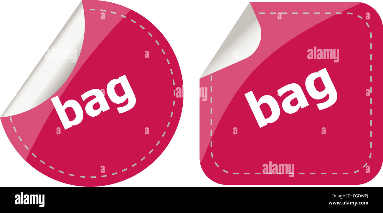 bag word on stickers button set, label, social concept Stock Photo - Alamy
