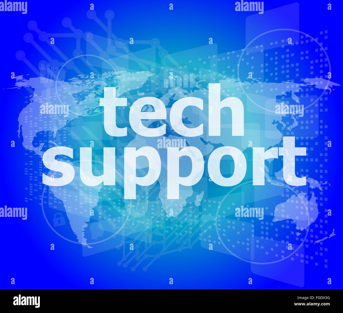 tech support word on a touch screen interface Stock Photo - Alamy