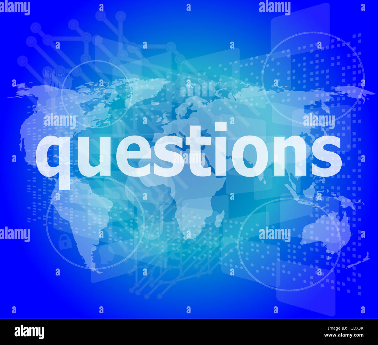 Education concept: words Questions on digital background Stock Photo ...