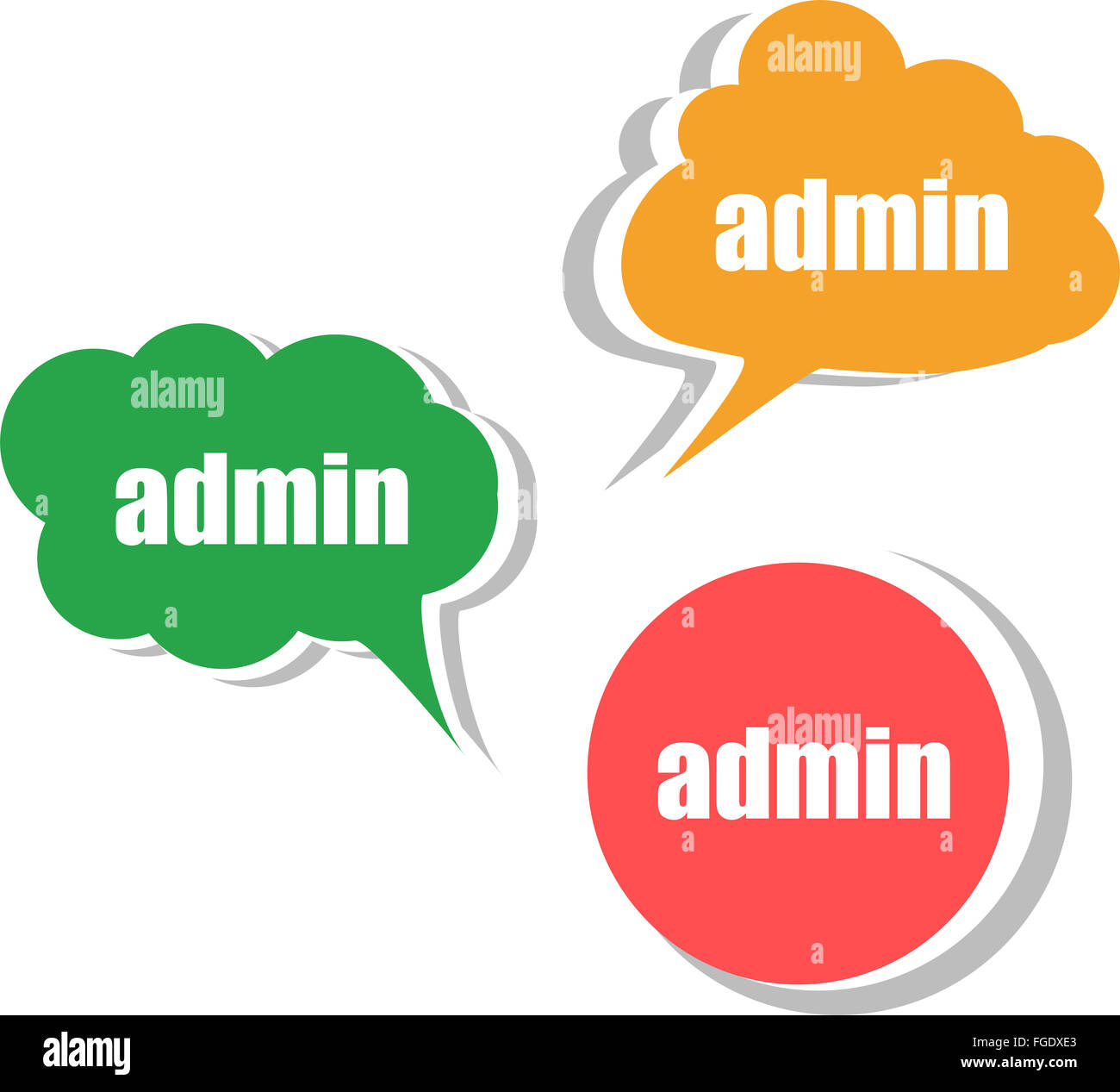 admin words on modern banner design template. set of stickers, labels ...
