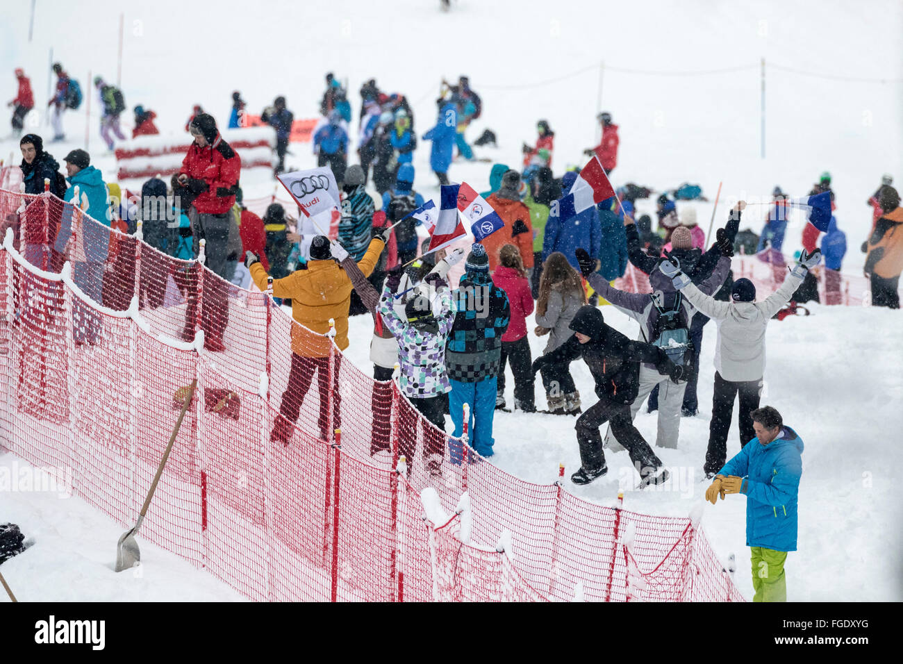 Chamonix France. 19th February, 2016. Fan's react to Alexis PINTERAULT ...